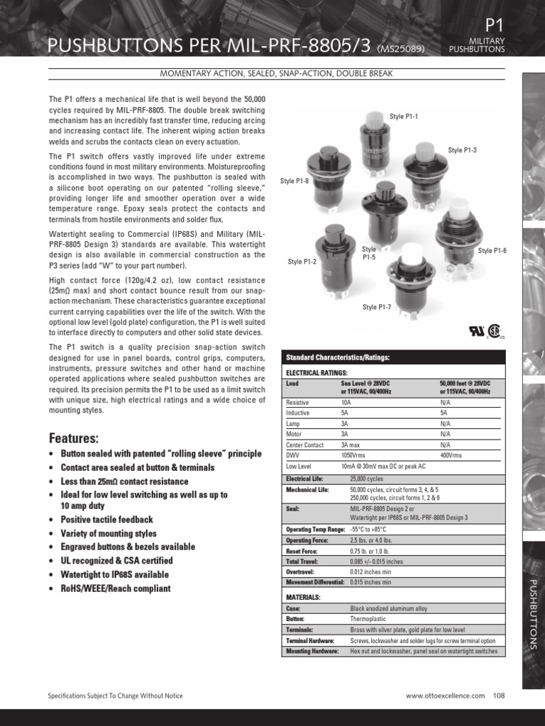 Botones MS25089 | PDF | Switch | Electrical Engineering