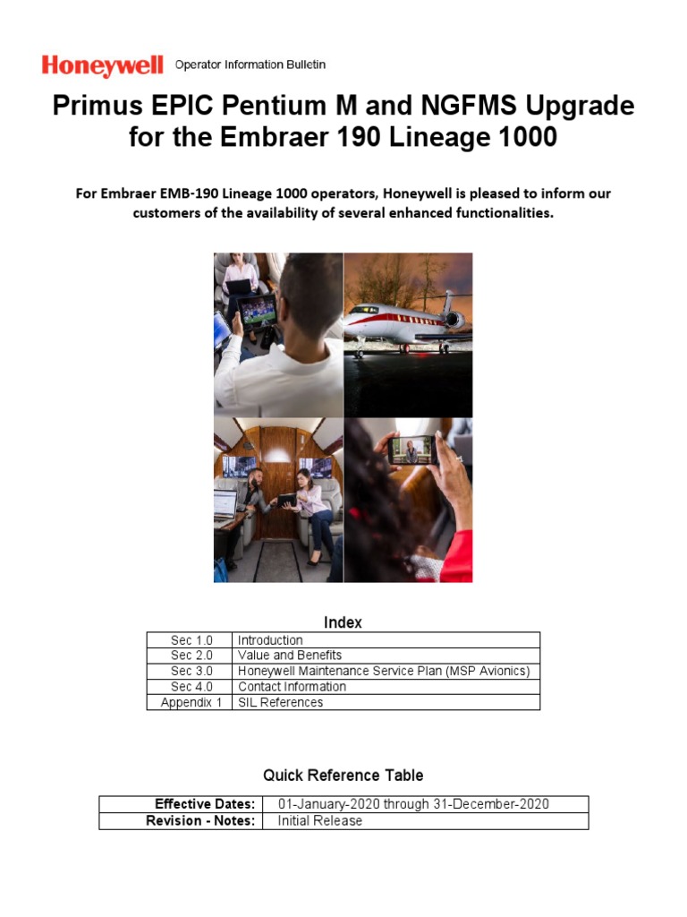 Pentium M and NGFMS Upgrades For Primus EPIC Embraer Lineage 1000 ...