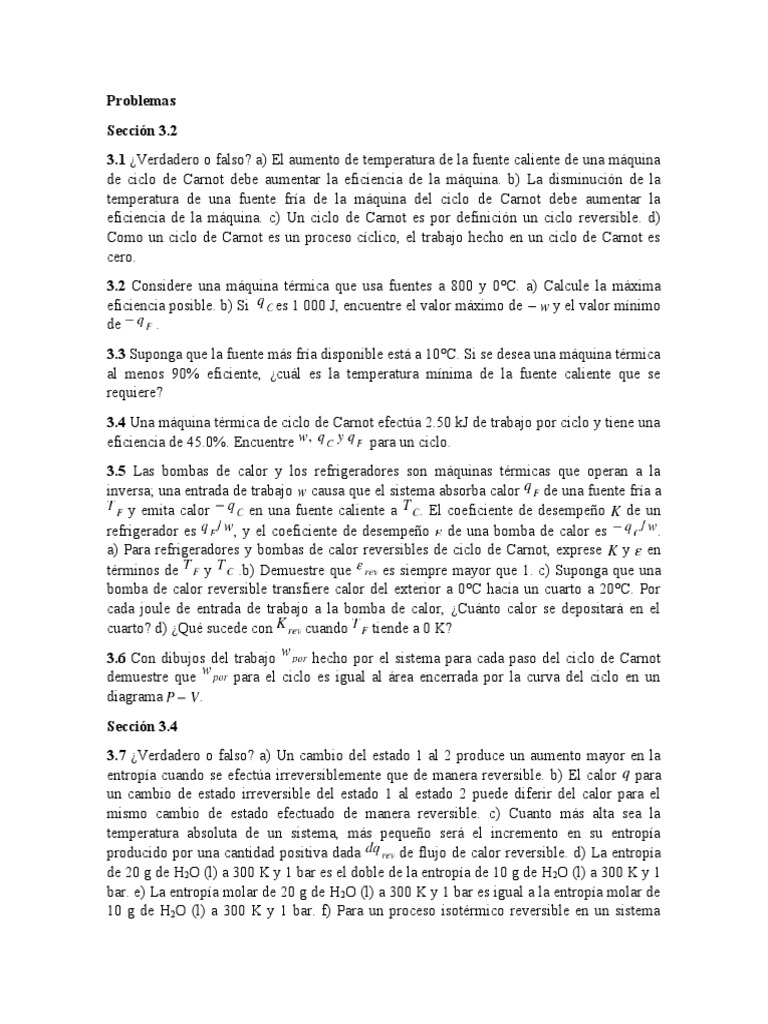 Problemas Cap 3 Levine | PDF | Entropía | Gases
