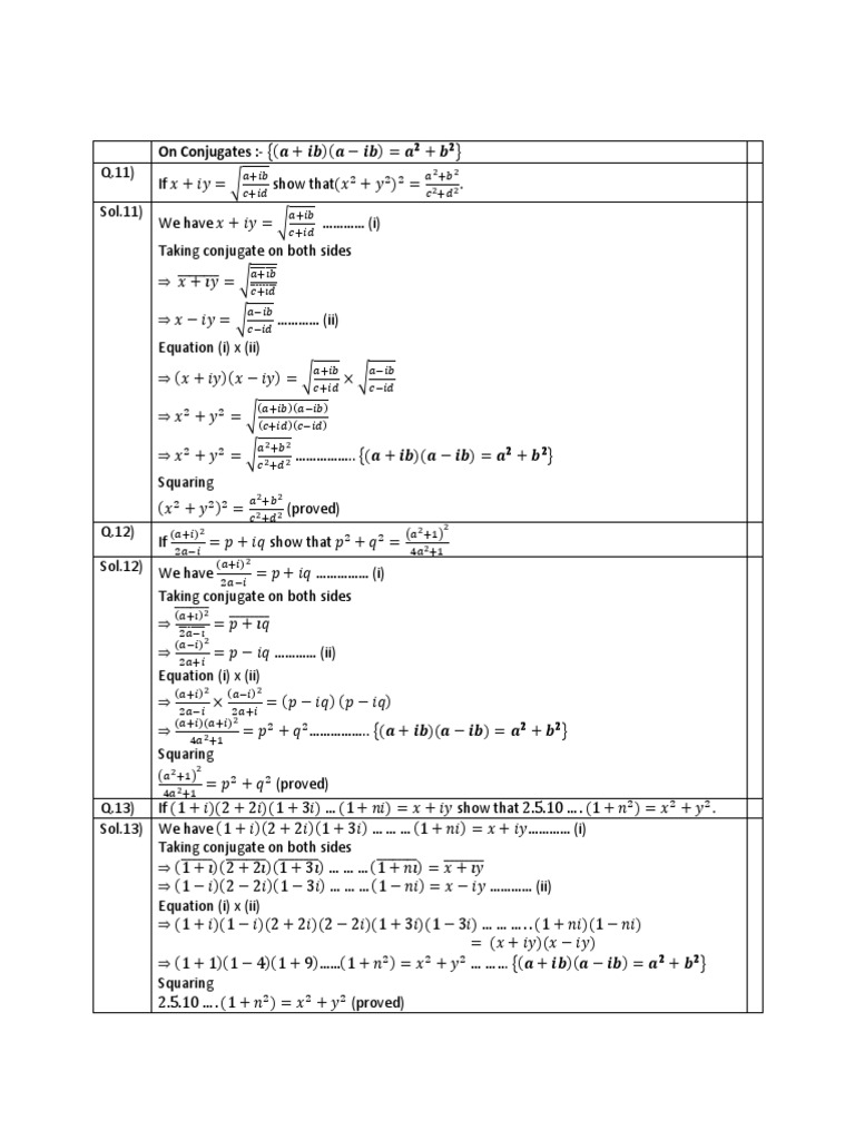 CBSE Class 11 Mathematics Worksheet - Complex Numbers and Quadratic ...