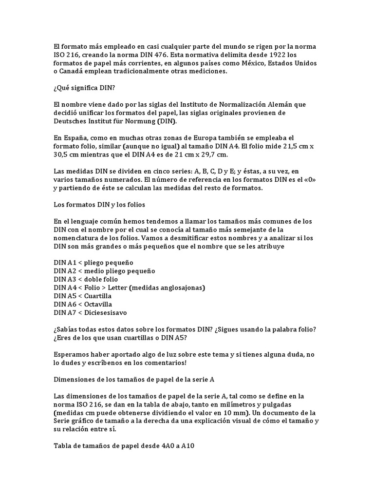 Formatos Din | Descargar gratis PDF | Publicación | Impresión