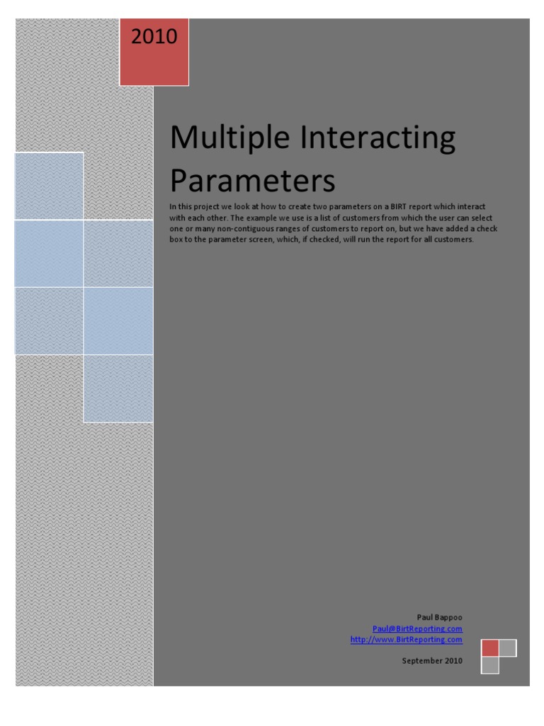 Birt Multiple Parameters Pdf Parameter Computer Programming Information Technology