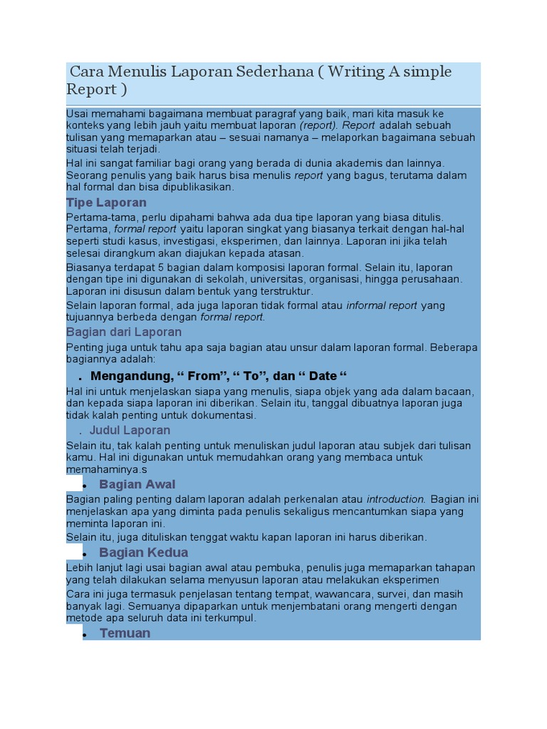 Materi Writing A Simple Report | PDF