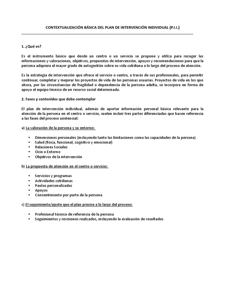 Plan - Intervencion Individual | PDF | Trabajo Social | Cognición