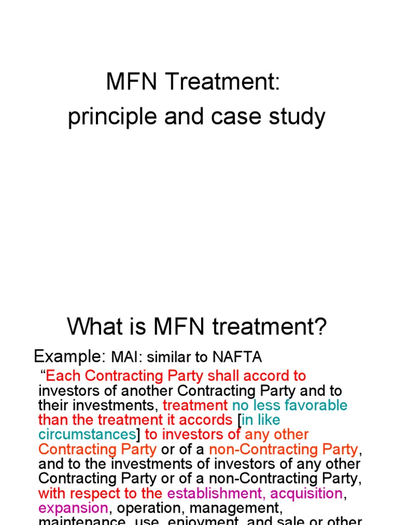 MFN Treatment: Principle and Case Study | Download Free PDF | Most ...