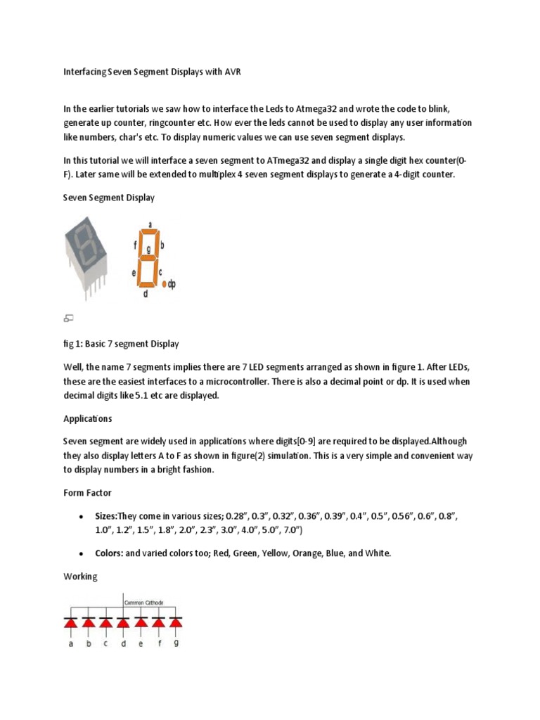 Interfacing Seven Segment Displays With AVR | PDF | Computer Engineering | Computing