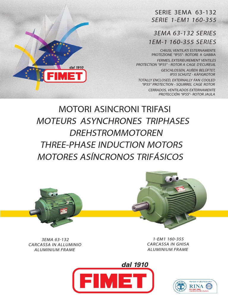 FIMET - AC MOTORS IE2 серии 3EMA-1EM1 - I-E | PDF | Mechanical ...