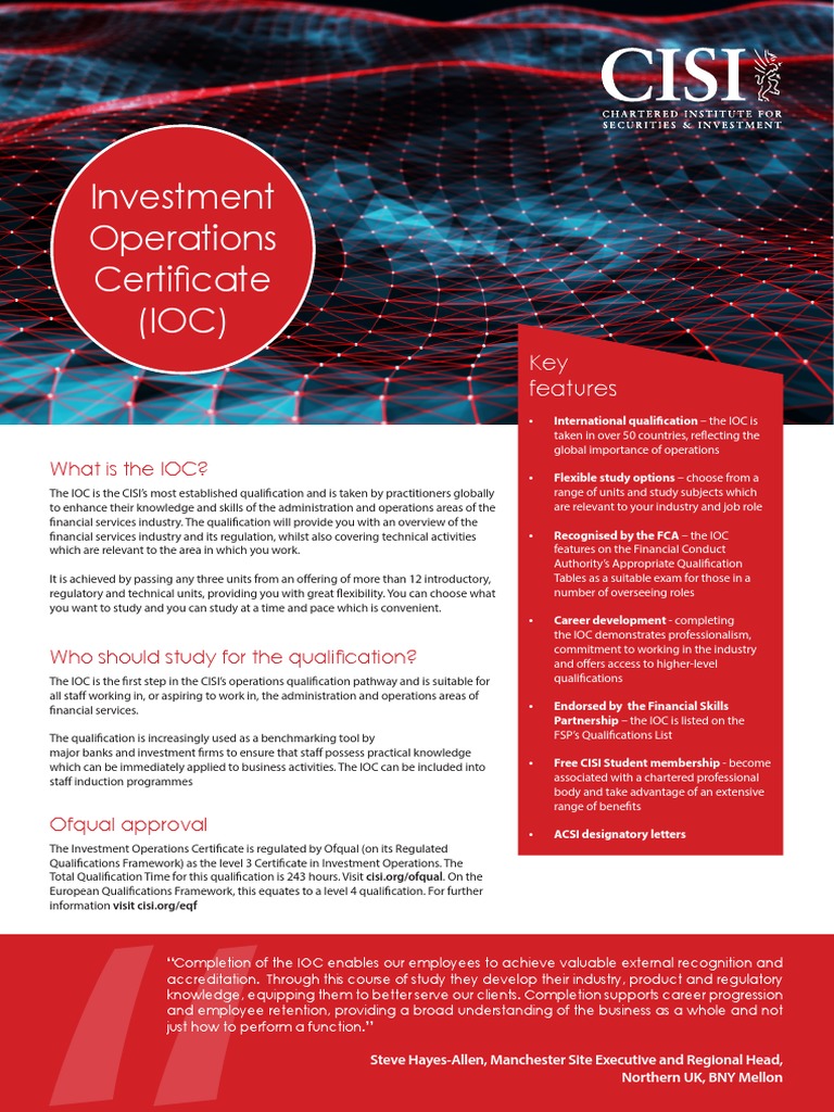 Investment Operations Certificate (IOC) : Key Features | PDF | Test ...
