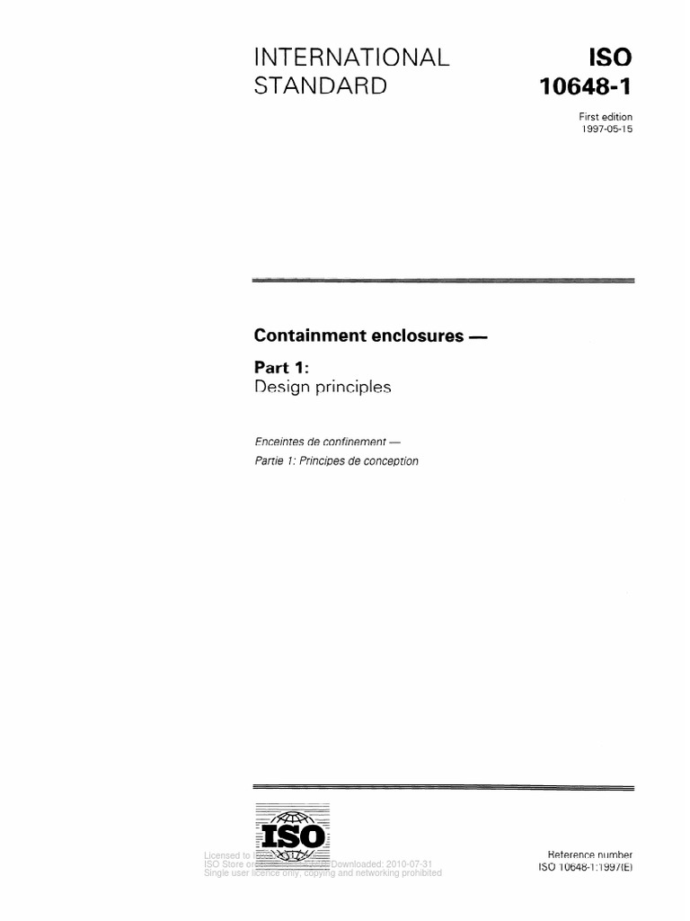 International Standard 10648-l: Containment Enclosures - Design ...