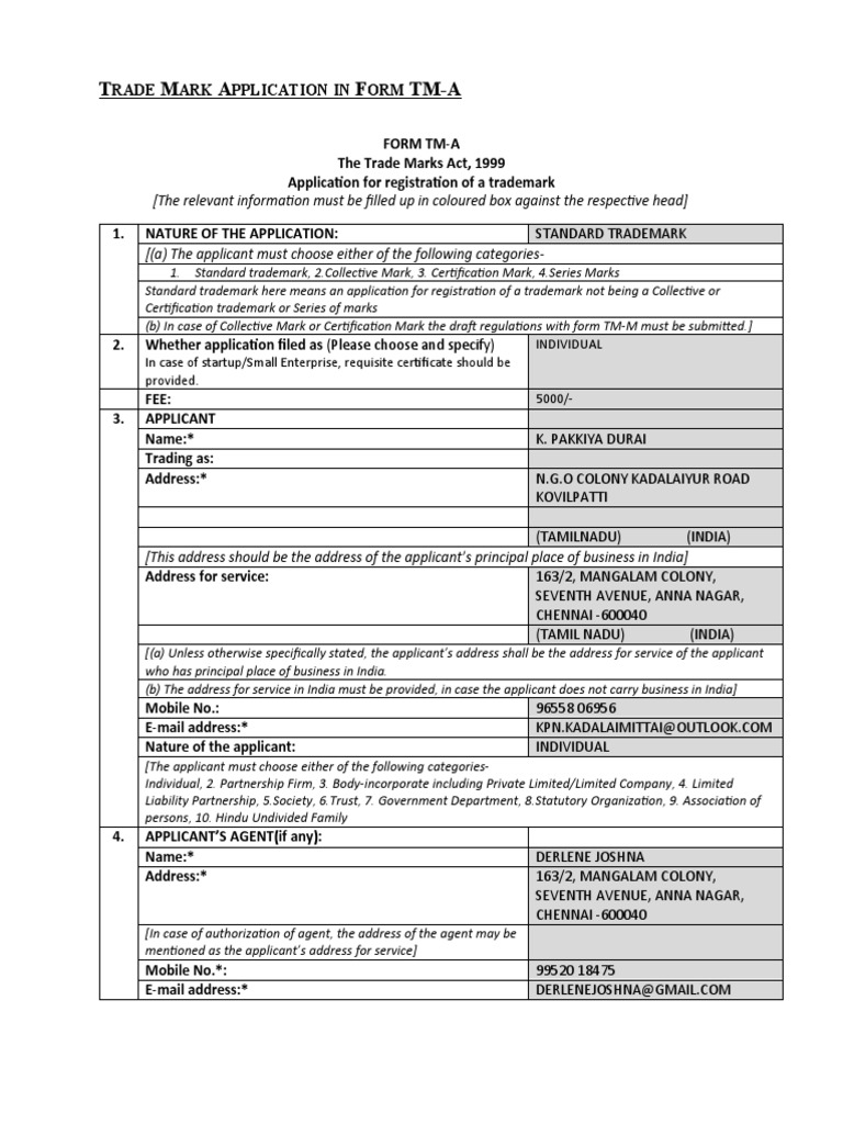 Form TM A Compress | PDF | Trademark