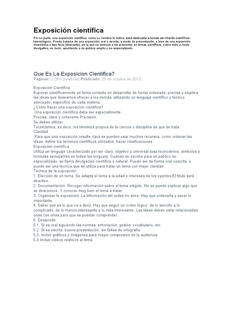 Exposición Científica | PDF