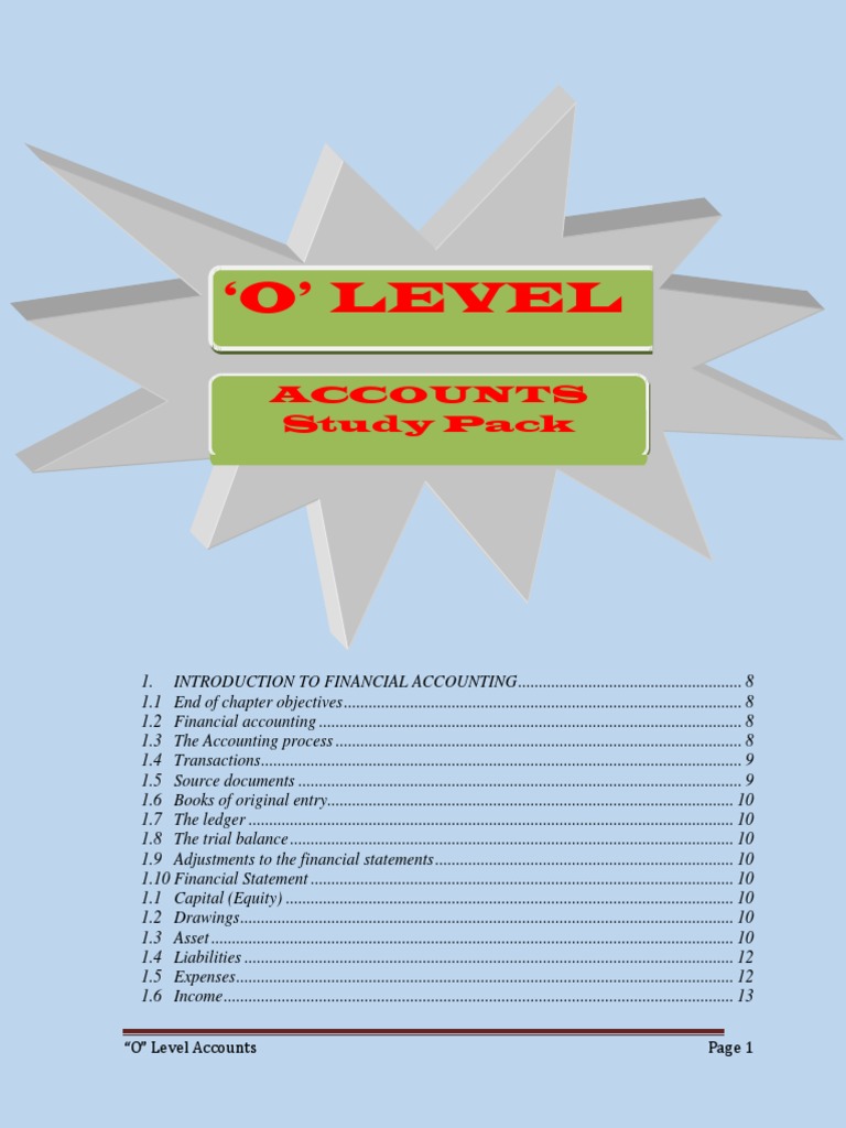 O Level Accounts Study Guide | PDF | Debits And Credits | Bookkeeping