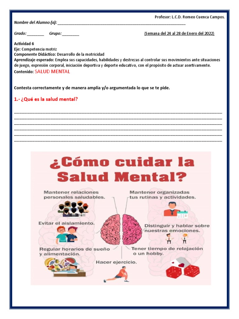 Salud Mental y Autoconciencia Emocional | PDF