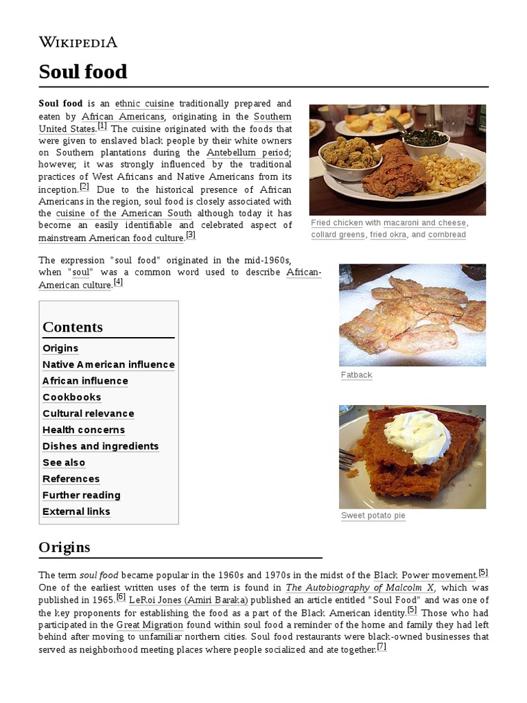 Soul Food: Soul Food Is An Ethnic Cuisine Traditionally Prepared and ...