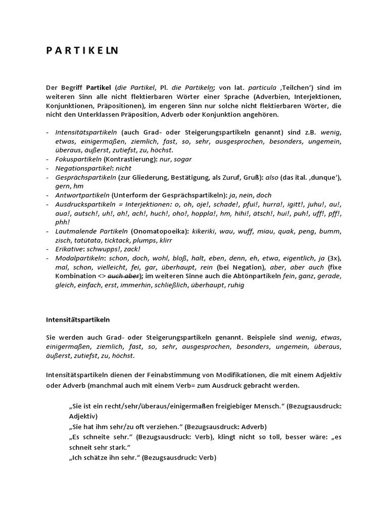 Partikeln Handout | PDF