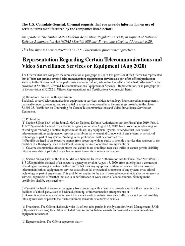 191n6021q0001 Vendors Ndaa Compliance Form | PDF | Offer And Acceptance ...
