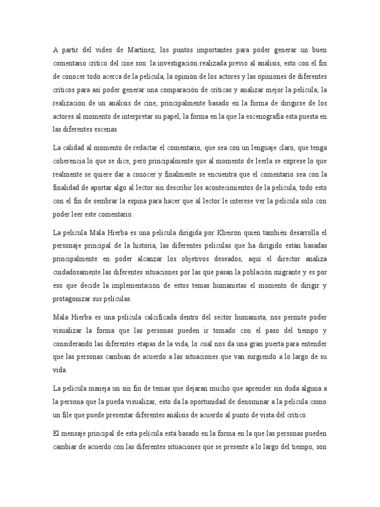 Análisis crítico de "Mala Hierba" | PDF | Crecimiento personal y ...