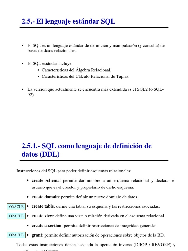 Algebra Relacional en SQL | PDF | SQL | Base de datos relacional