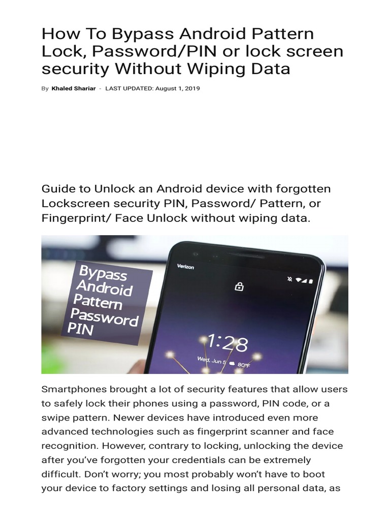 8 Ways To Hack - Bypass Android PIN or Password Without Factory Reset | Download Free PDF ...