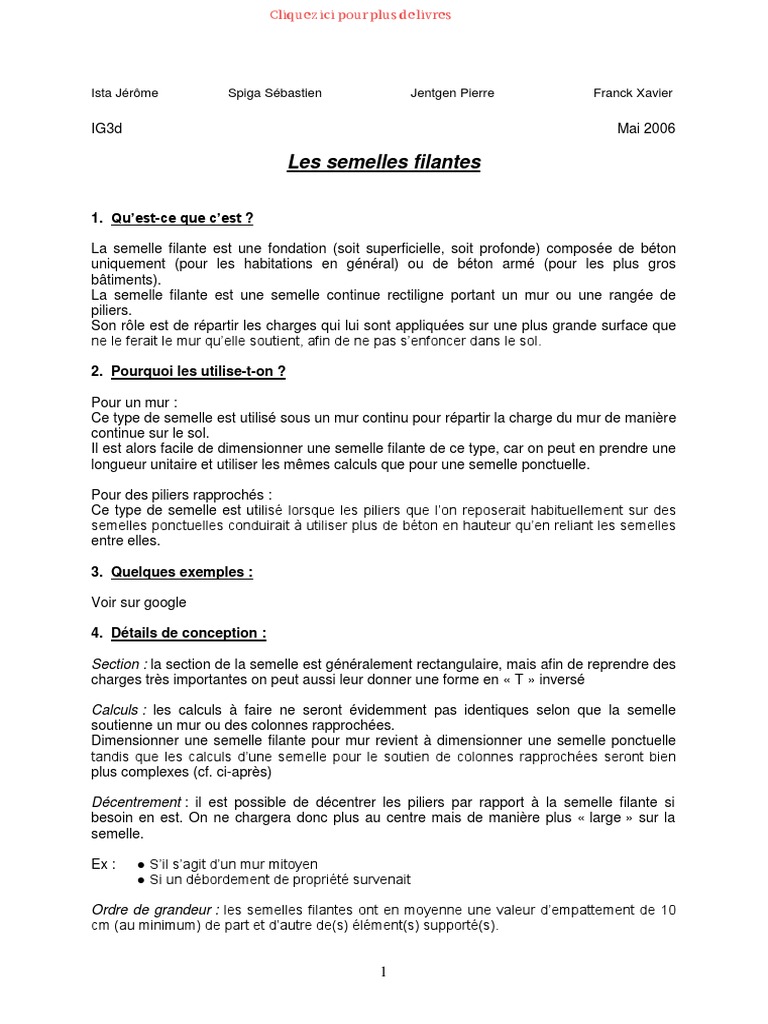 Semelle Filante - Définition Et Calcul PDF | PDF | Fondation ...