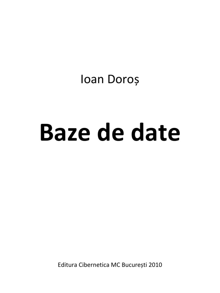 Doros Ioan - Sisteme de Gestiune A Bazelor de Date | PDF