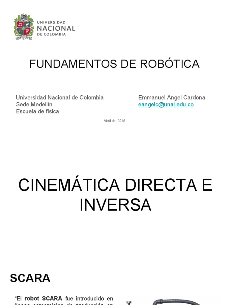 Fundamentos de robótica: Cinemática directa e inversa de un robot SCARA | PDF | Mecanica clasica ...
