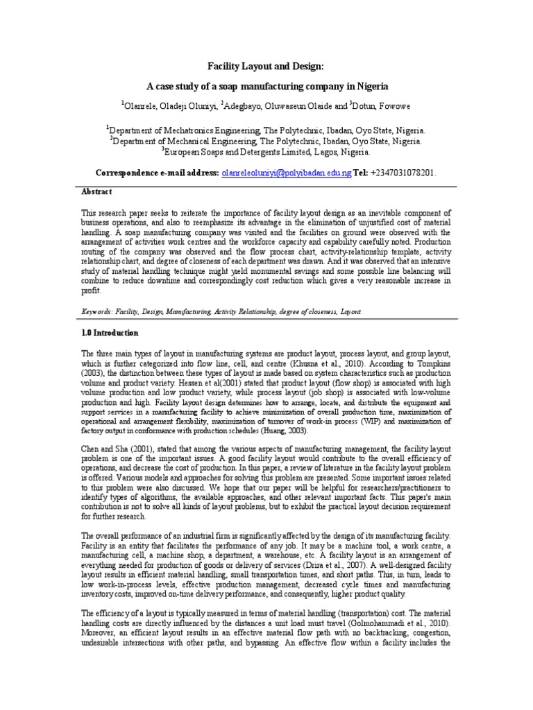 Facility Layout and Design | PDF | Information | Inventory