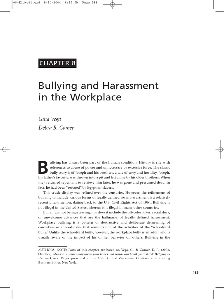 Bullying And Harassment In The Workplace Pdf Workplace Bullying Sexual Harassment