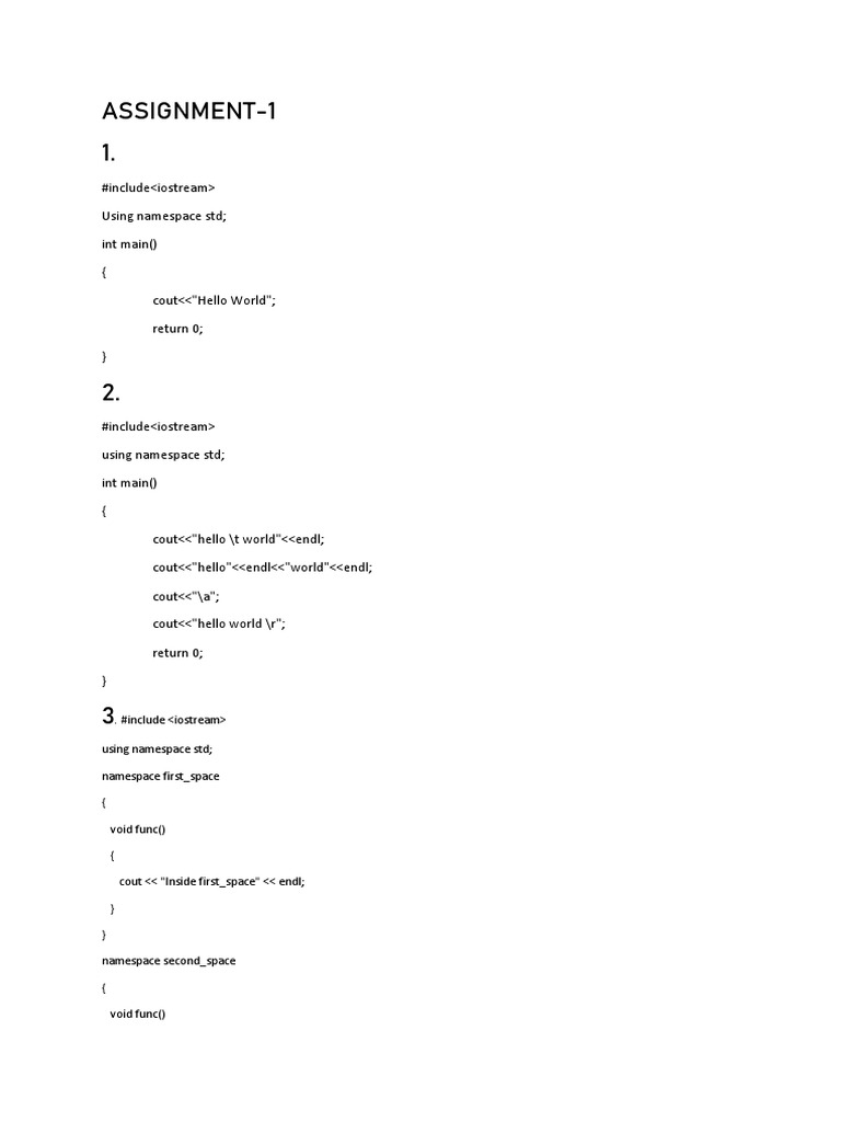 Thapar Object Oriented Programming Assignment Lab 1 Pdf Namespace Computer Programming 5685