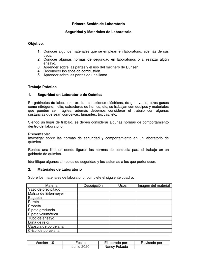 Seguridad y Materiales de Laboratorio | PDF | Laboratorios | Química