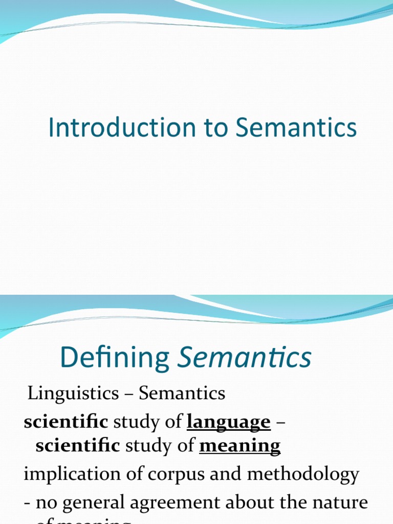 Introduction To Semantics | PDF | Semantics | Linguistics