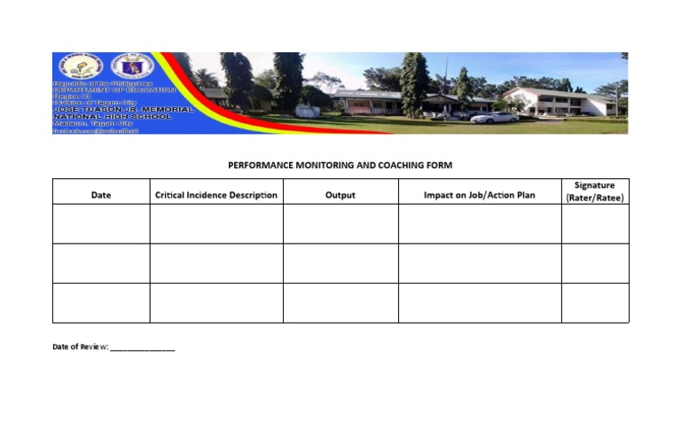 Performance Monitoring and Coaching Form Date Critical Incidence ...