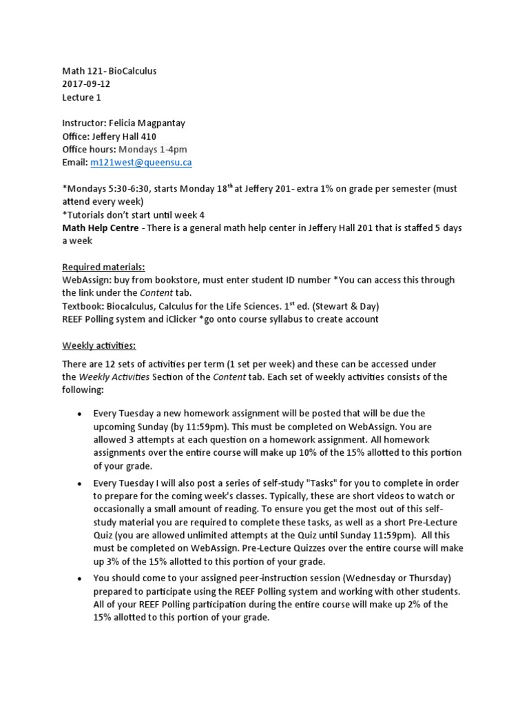 Math 121 - Lecture 1 | PDF | Calculus