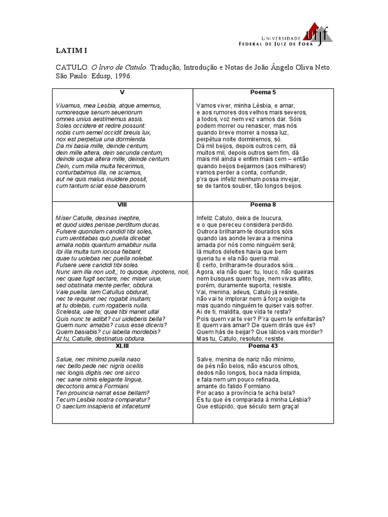 Poemas de Catulo | PDF | Arte | Poesia
