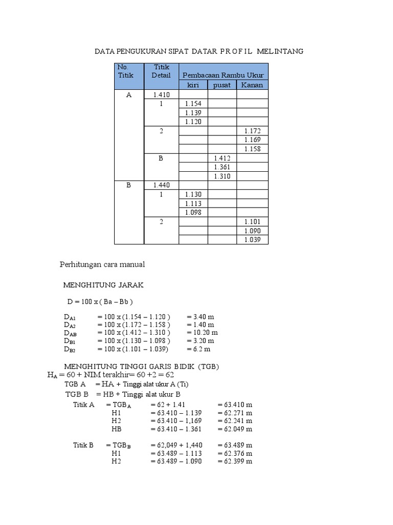 Perhitungan Cara Manual: TGB B HB + Tinggi Alat Ukur B | PDF