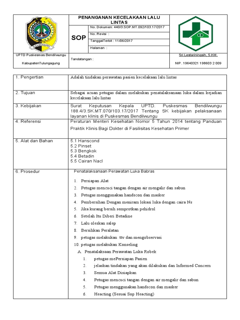 Sop Penanganan KLL | PDF