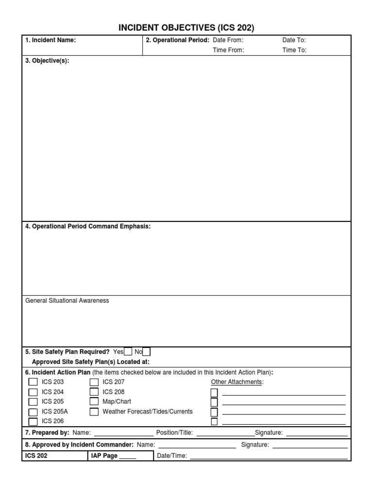 Ics Form 202, Incident Objectives (v3) | PDF | Incident Command System ...