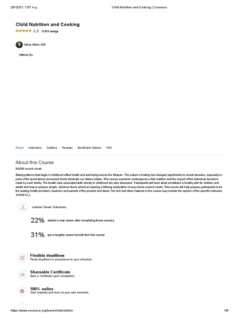 Child Nutrition and Cooking - Coursera | PDF | Foods | Cooking