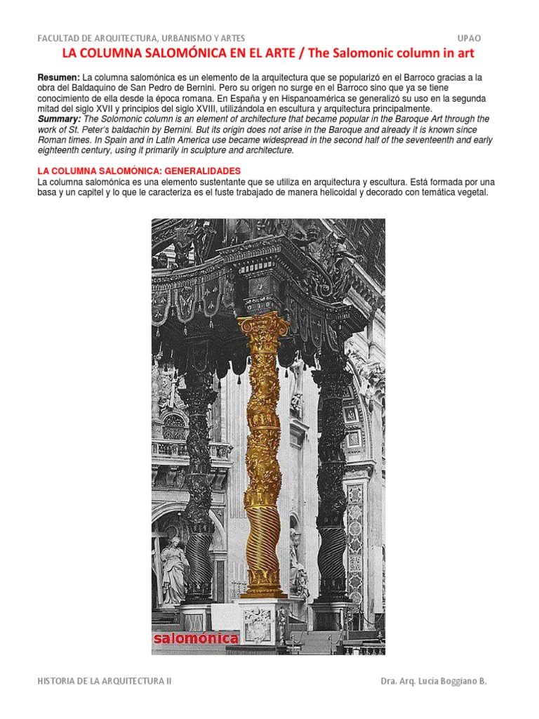 Columnas Salomónicas | PDF | Columna | imperio Romano