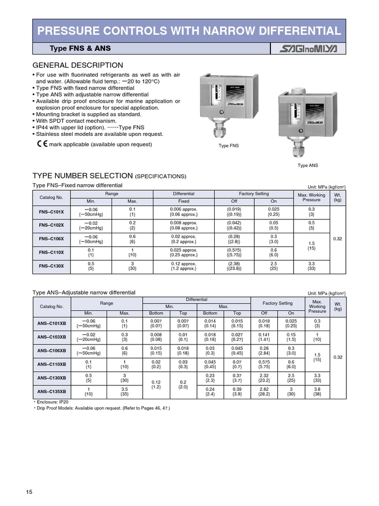 Pressure Controls With Narrow Differential: Type Fns & Ans | PDF ...