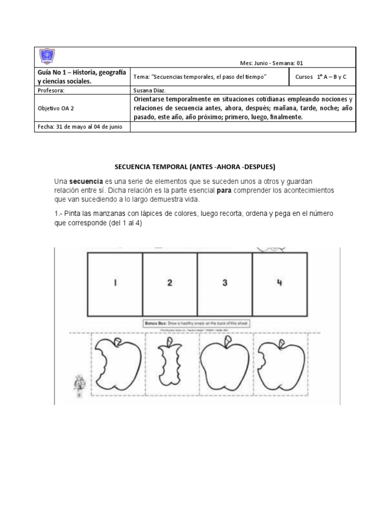 Secuencias Temporales para 1° Básico | PDF