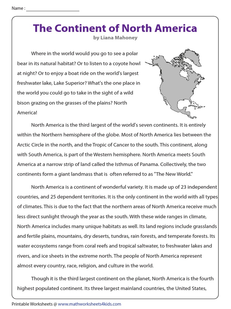 The Continent of North America: by Liana Mahoney | PDF | North America ...
