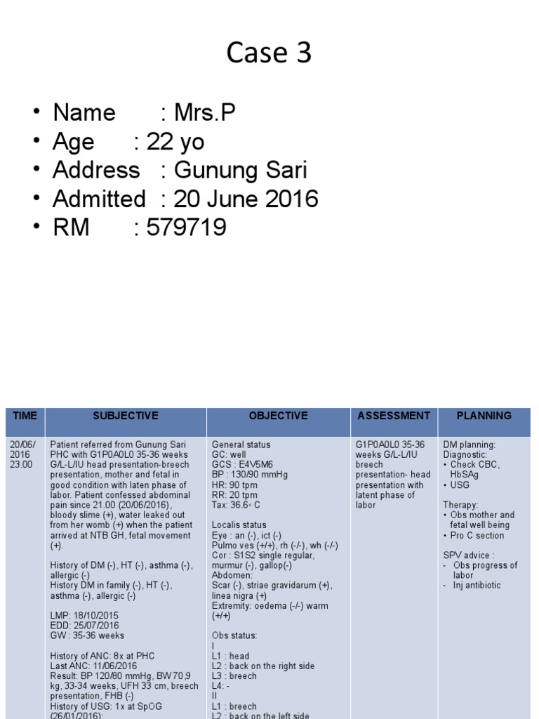 Case 3 Gemeli Breech-Head | PDF | Childbirth | Medical Specialties
