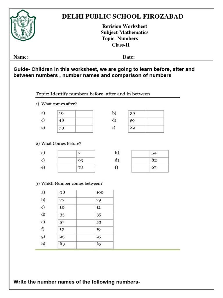 Class 2 Maths Worksheet | PDF