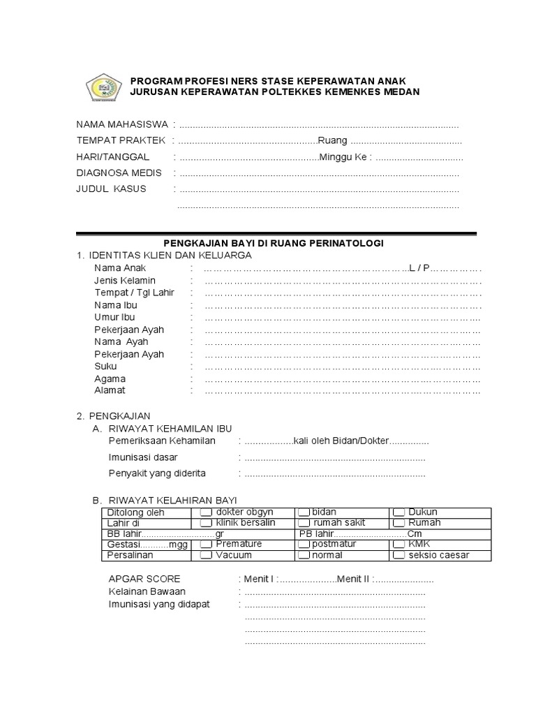 Form Pengkajian Anak Maternitas | PDF