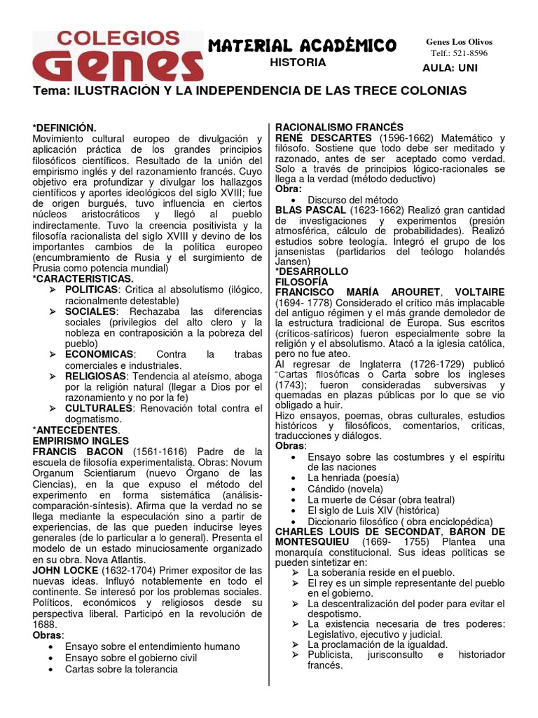 (Ilustración y La Independencia de Las Trece Colonias y Tarea) | PDF ...