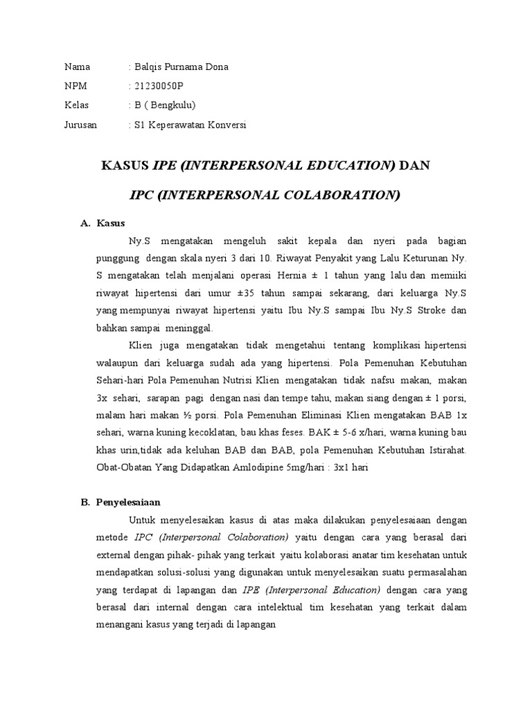 Balqis Purnama Dona Kasus Ipc Dan Ipe | PDF