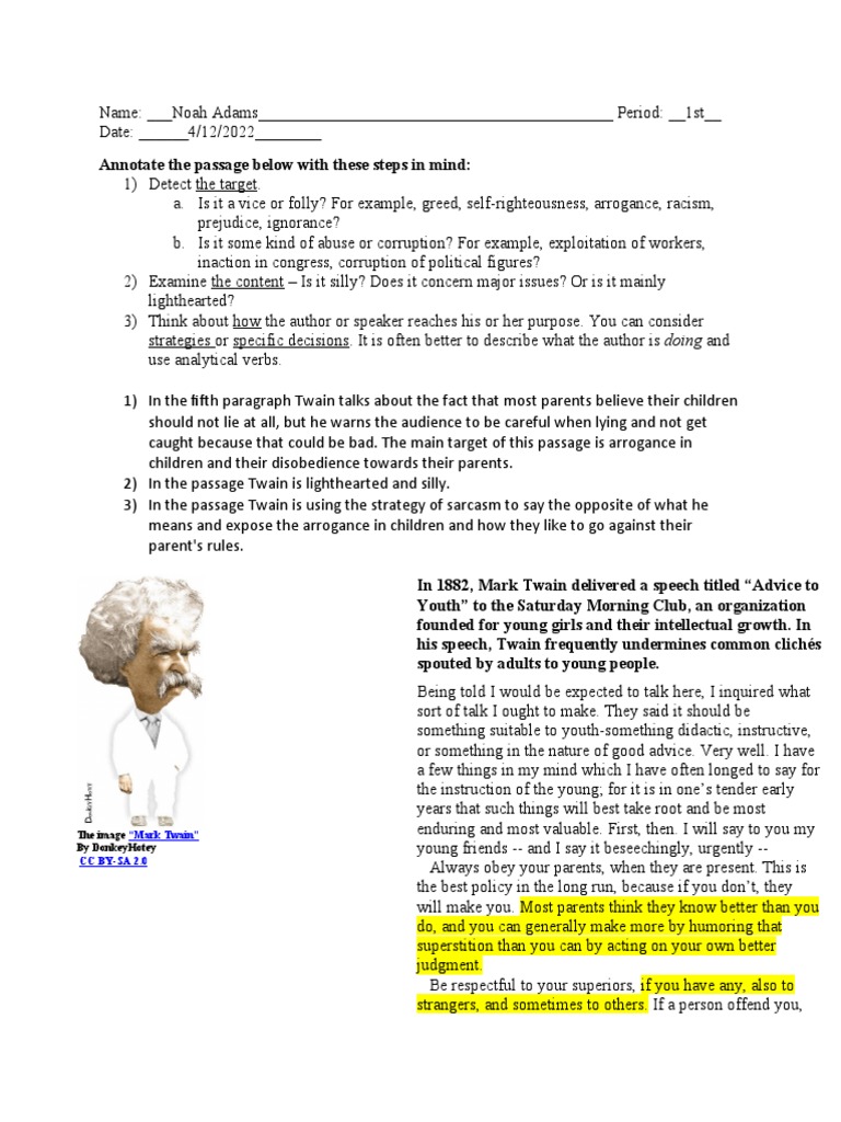 Mark Twain Annotations | PDF