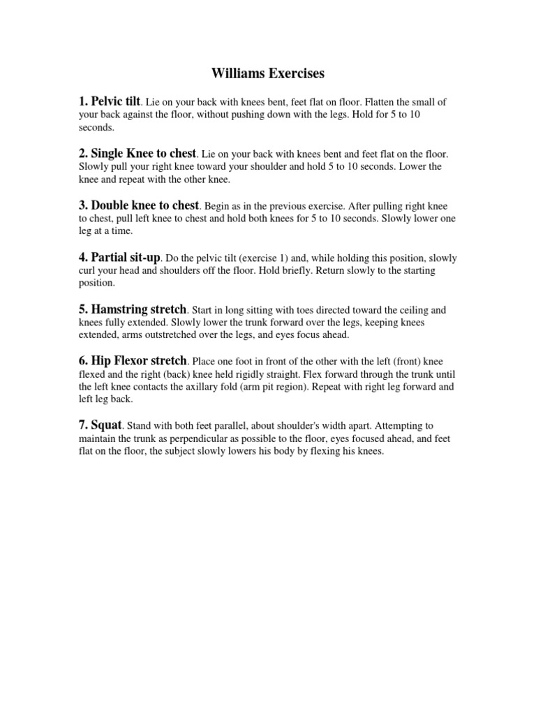 Williams Exercises: 1. Pelvic Tilt | PDF