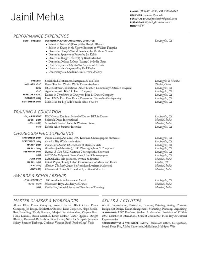 Jainil Mehta: Performance Experience | PDF | Entertainment | Performing ...